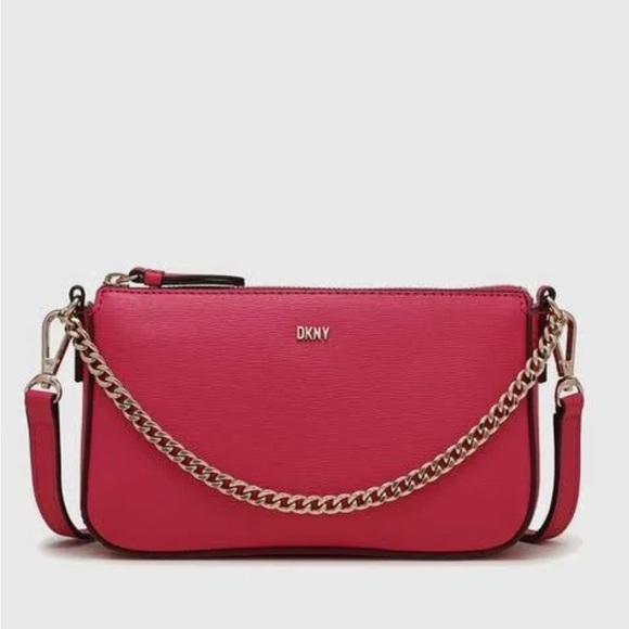 Dkny | Bags | Dkny Pink And Gold Crossbody Bag With Elegant Chain ...